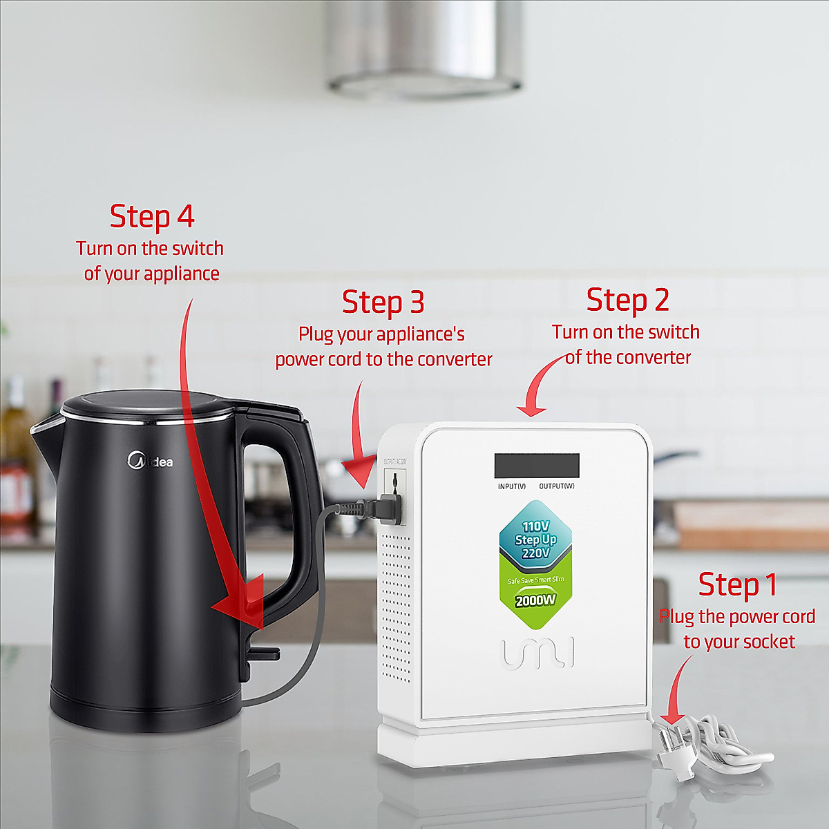 UMI 2000 Watt Step Up Voltage Converter 110V to 220V Transformers, Used in 110V/120V Countries, Convert from 110-120 Volt to 220-240 Volt - CE & CQC Certified