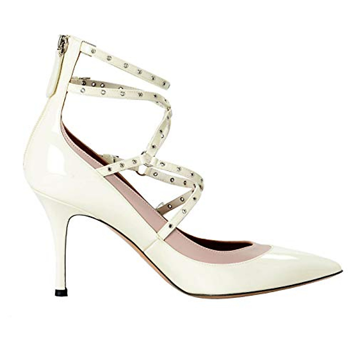 Valentino Women's Off White Ankle Strap Pumps Shoes Sz US 9.5 IT 10 EU 40