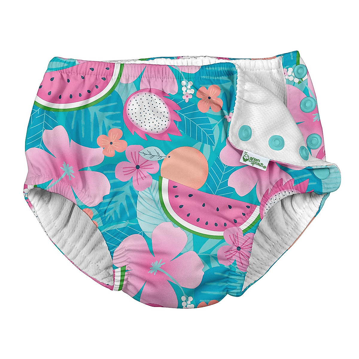 i Play Girls Reusable Absorbent Baby Swim Diapers Aqua Tropical Fruit Floral 24 Months