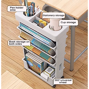 APBATS 5 Tier Book Rack Storage Bookshelf, Removable Movable Unique Bookcase, Utility Organizer White Bookshelves for Kids Children Students Study in Bedroom Living Room Home School