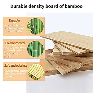 HUIHUIBI Portable Low Picnic Table,4Ft Bamboo Folding Camping Table with Carry Bag and Tablecloth,Foldable Beach Table for Camping,BBQ,Travel,Backyard Patio Party