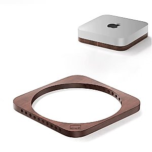 Hazevaiy Wood Stand for Mac Mini and Mac Studio,Walnut MacMini/MacStudio Accessories,Handmade Mac Desktop Stand Holder Dustproof Heat-Disspation Mount (Black Walnut)