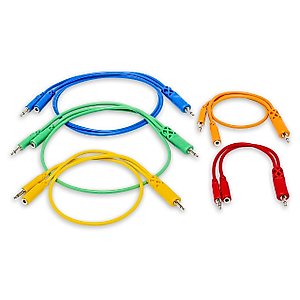 Hosa CMM-500Y-MIX 3.5 mm TS with 3.5 mm TSF Pigtail to 3.5 mm TS Hopscotch Patch Cables, Various Lengths (5 Pieces)