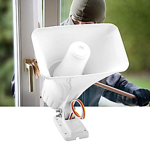 DC 12V Wired Alarm Siren Horn, 150dB Electronic Alarm Dual Tone Horn Siren Indoor/Outdoor Security Siren for Home Security System - White