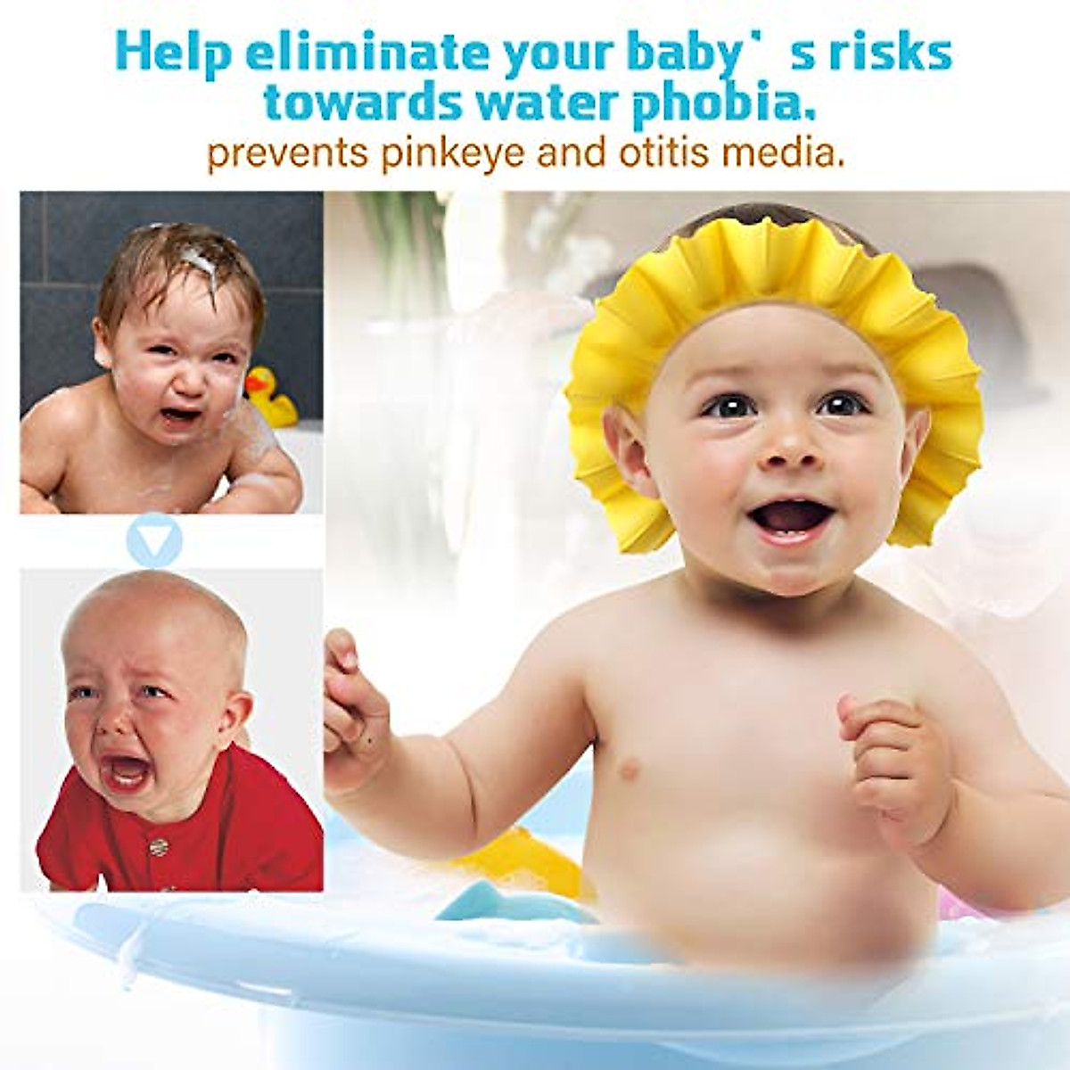 Baby Shower Cap, Gimilife Baby Shower Head Protector Safe Bathing Shampoo Shower Protection Hat Bathroom Safety Cap, Silicone Adjustable Bath Visor Hat for Baby,Toddler, Children, Kids