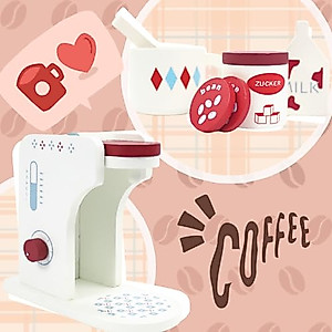 OsetToys Kids Coffee Maker Playset, Wooden Coffee Set Play to Learn Coffee Making Routine , Multi - Pretend Play Kitchen Accessories Kids Coffee Maker Play Set for Girls and Boys