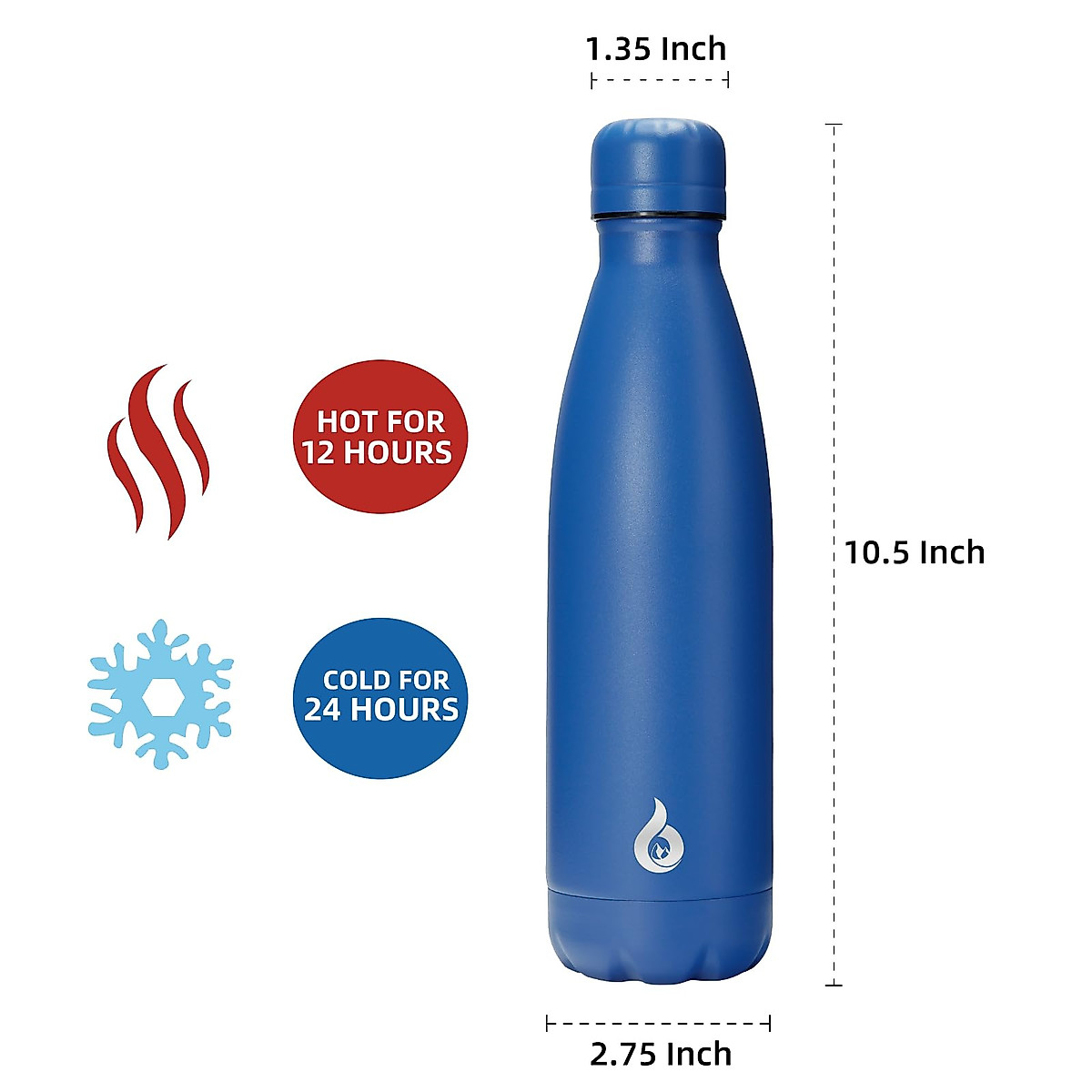 BJPKPK 17oz Stainless Steel Water Bottles Dishwasher Safe Sports Insulated Water Bottle-Blue