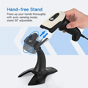 Eyoyo Wireless 2D QR Barcode Scanner with Stand, Bluetooth & 2.4G Wireless & USB Wired Handheld Barcode Reader with 1D 2D Screen Scanning Auto Sensing Connect Smart Phone Tablet PC