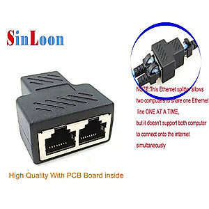 SinLoon RJ45 Switch Adapter, RJ45 Network Switcher 2 Ports Allows Quick Switching 8P8C Extender