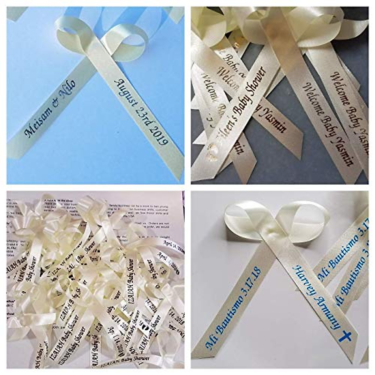Personalized Ribbons for Bridal Shower Wedding Party Favors or Baby Showers, Fully Assembled - Custom Made Pack of 25