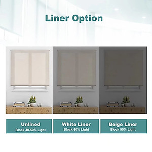 Cordless Roman Shades Window Shades, White Beige Border Custom Blackout Light Filtering Window Roman Blinds, Fabric Roman Shades for Windows, French Doors, Doors, Kitchen Windows