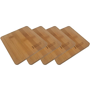 Branded Boards Small Mini All Natural Bamboo Cutting Board, Great for Apartments RV's Home Bar Backpacking Camping Bushcraft Dorm Rooms Picnics & Entertaining (4 Pack)