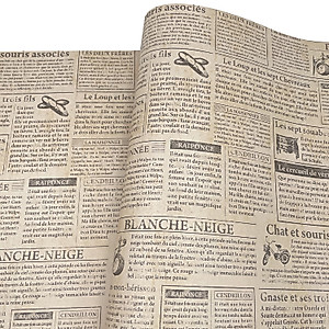 Yifely Retro Beige Newspaper Furniture Paper Self-Adhesive Shelf Liner Countertop Sticker 17.7 Inch by 9.8 Feet