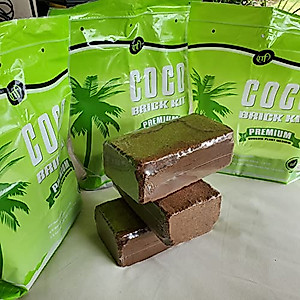 Coco Coir Bricks 5.5 Lbs Pack 3 Coco Bricks RHP Cert pH Balance Buffered Washed Organic Coconut Fiber Soil Compressed Coco Peat Block Indoor Outdoor Plant Flower Vegetable Garden 3 Hydrate/Storage Bag