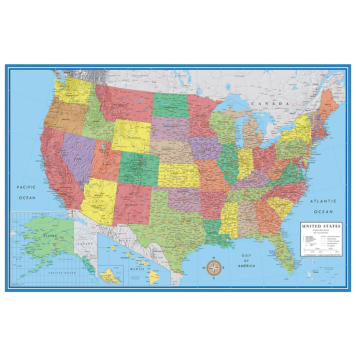 24x36 World and USA Classic Premier 3D Two Wall Map Set (Laminated)