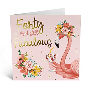 CENTRAL 23 - 40th Birthday Card for Her - 'Forty And Still Fabulous' - Funny 40th Birthday Cards for Women - Cheeky 40th Birthday Cards for Men - Pretty Design - Comes with Fun Stickers