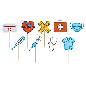 Gyufise 36Pcs Nurse Cupcake Toppers Nursing School Graduation Cupcake Picks for Medical Rn Nurse Grad Themed Birthday Party Cake Decorations Supplies