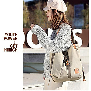 Cayla 3 Ways Canvas Purses Handbags Totes Shoulder Bag Backpack Hobo For Women (Khaki)