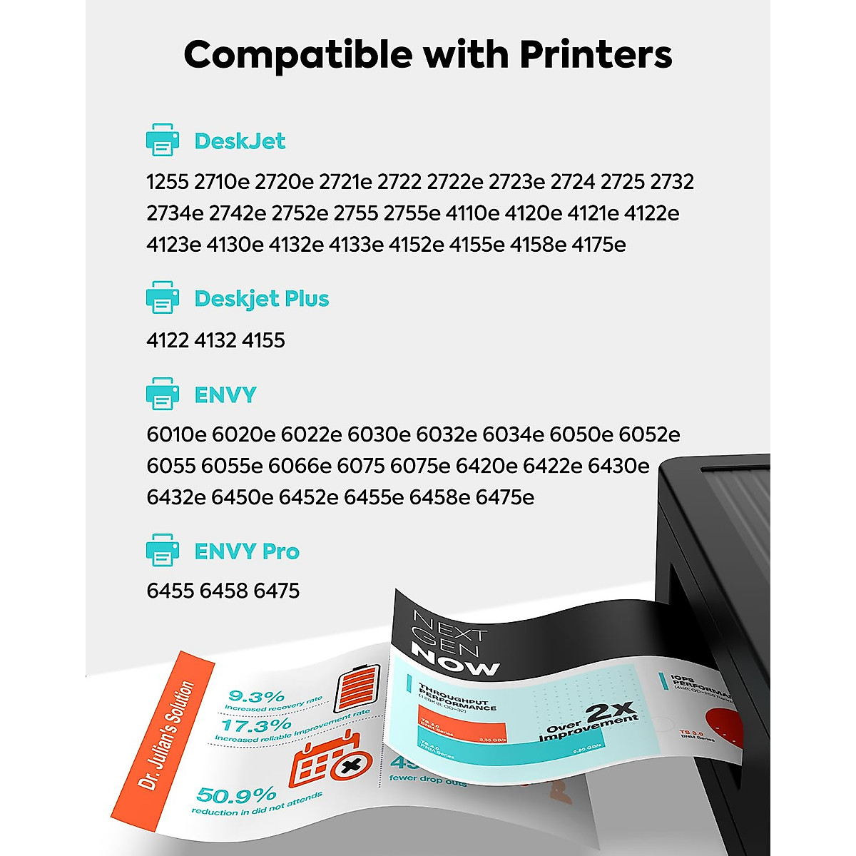 TESEN 67XL Remanufactured 67XL Ink Cartridge Replacement for HP 67XL 67 XL Use with HP Envy 6030 6034 6075 DeskJet 1255 2723 2755 Plus 4122 4140 Printer Ink (2 Pack, 1 Black+1 Color)