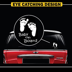 TOTOMO Baby on Board Sticker for Cars Funny Cute Safety Caution Decal Sign for Car Window and Bumper No Need for Magnet or Suction Cup - Footprint
