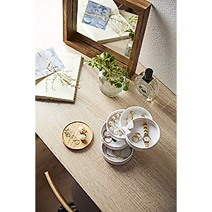 Yamazaki Box Home Stacked Accessory Trays with Wooden Lid | Plastic | Jewelry Organizer, One Size, White