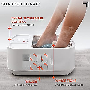 Sharper Image Spahaven Foot Bath, Heated Spa with Massage Rollers & LCD Display, 108 Degree Heat with Insulated Walls & Pumice Stone, Soothe & Rejuvinate Tired Feet, Aromatherapy Holiday Gift