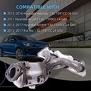 Aumzong 674-891 Front Manifold Catalytic Converter Compatible with 2011-2017 Hyundai Accent Veloster Kia Rio 1.6L