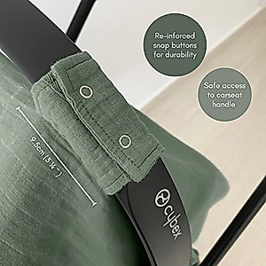 MOZAH 100% Organic Muslin Carseat Cover Boy or Girls Muslin Car Seat Cover Car Seat Cover for Babies (Roman Green)