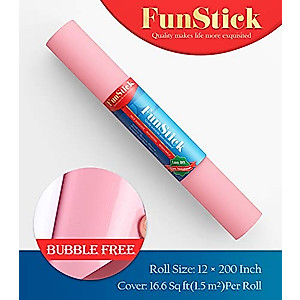 FunStick Solid Pink Wallpaper Pink Peel and Stick Wallpaper Pink Contact Paper Self Adhesive Thick Removable Wall Paper Roll for Girls Bedroom Nursery Walls Cabinet Drawers Kids Vanity Desk 12" x 200"