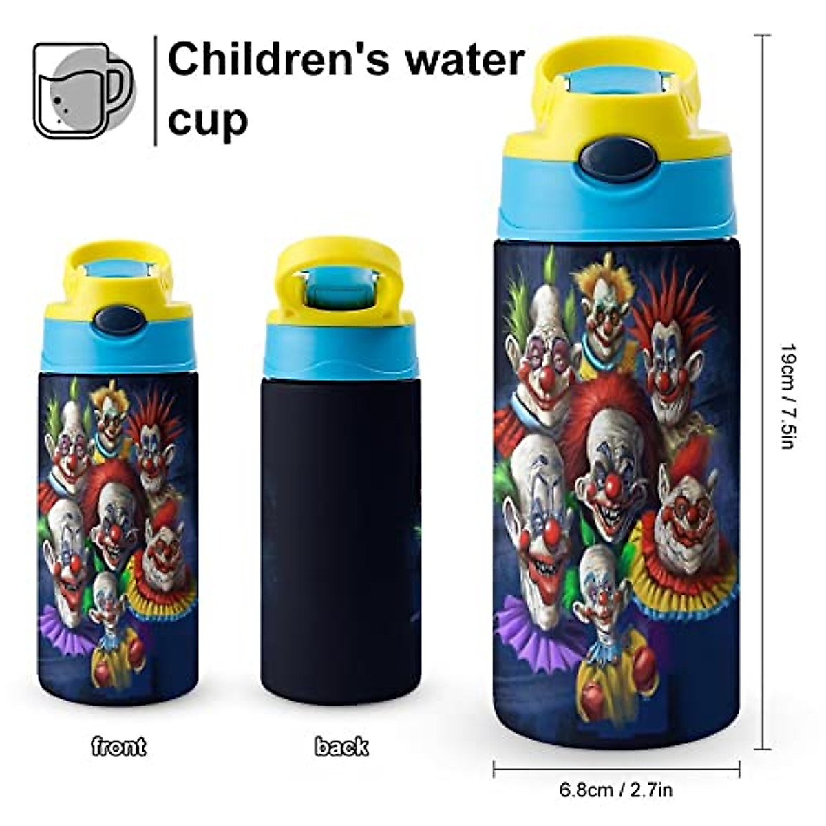 ZHANGXM Killer Horror Klowns Movie from Outer Space Water Bottles Tumbler Double Wall Vacuum Leak Proof Carton Bottles Insulated Children's Water Cup