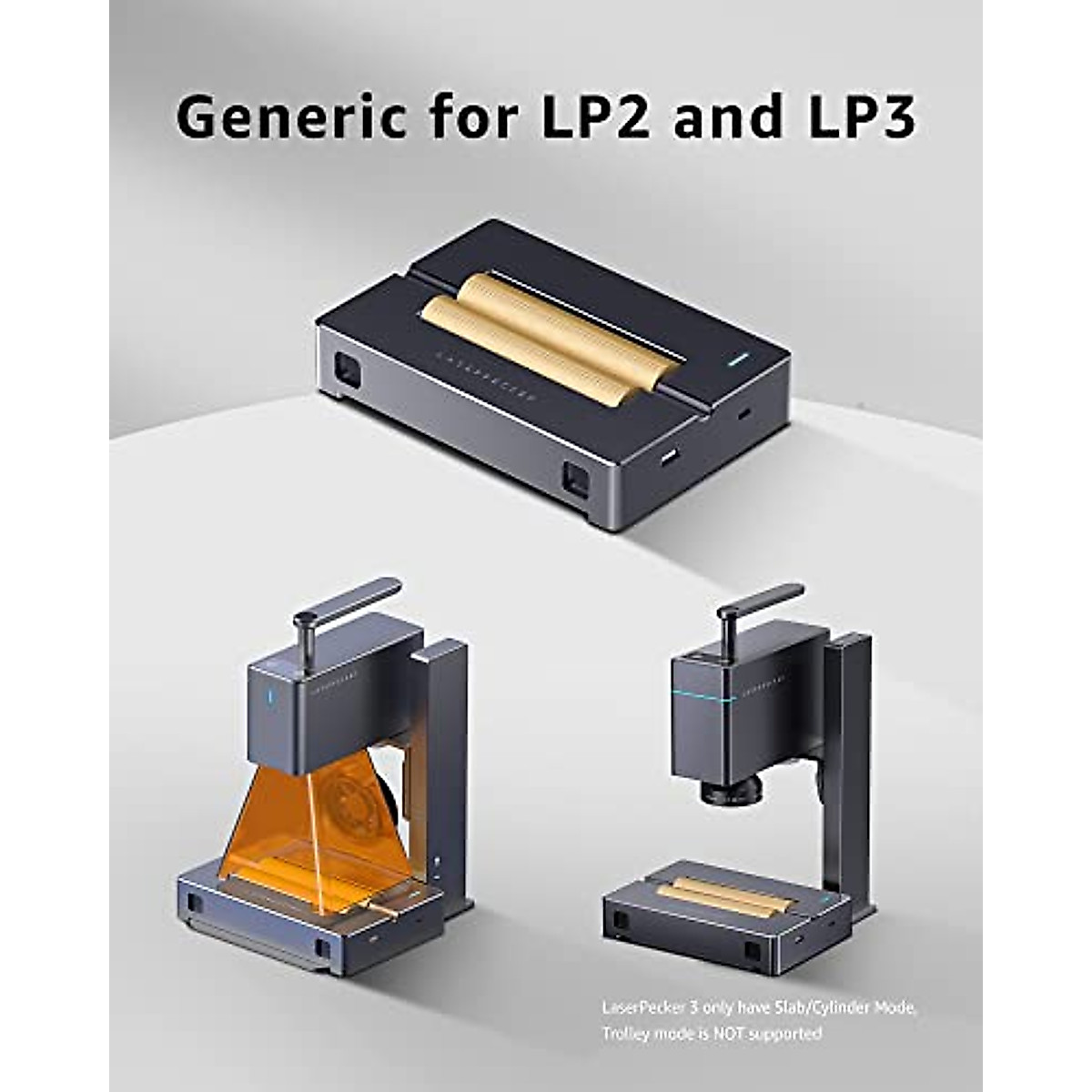 LaserPecker Rotary Module, Laser Engraver Accessories Third Axis Roller + Bluetooth Dongle + Batch Engraving Button + Roller Box, Expand Multiple Engraving Modes for LP2/LP3 Versatile Electric Roller