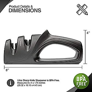 Knife Sharpeners 2 Stage Sharpener Kitchen Sharpening Kit Comfortable Grip Handle Tool Exultimate