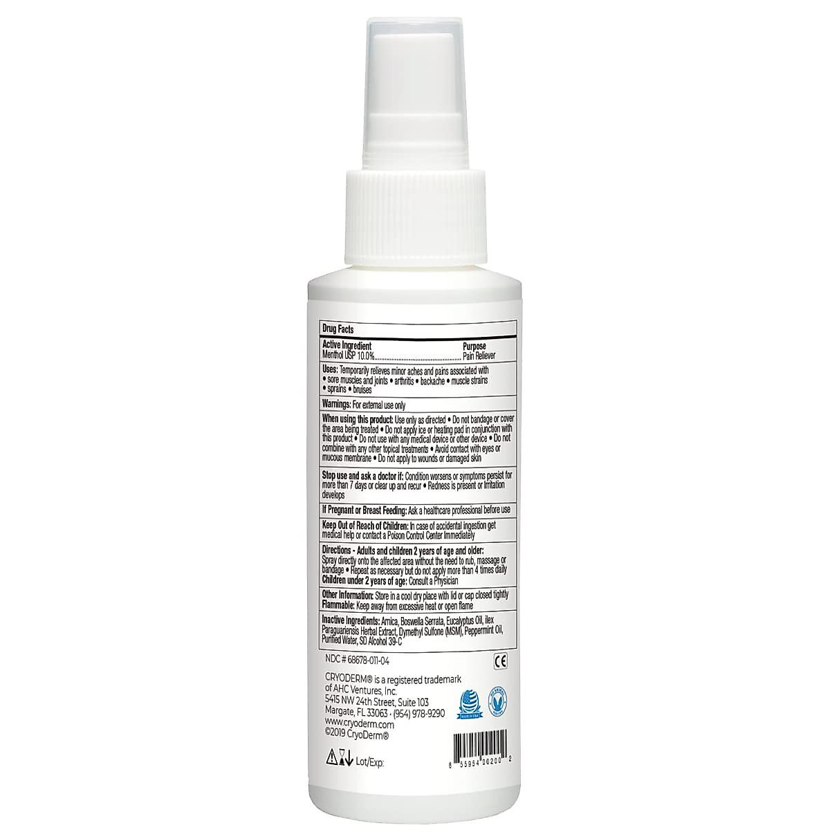 Cryoderm Cold Spray 4oz
