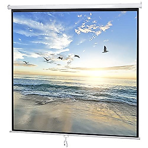119" Projector Screen Manual Pull Down, Outdoor Movie Screen, 1:1 4K HD Wrinkle-Free Portable Projection Screen for Movie Home Office Presentation Video Game, Enjoy Outdoor Film Night, Easy to Set Up