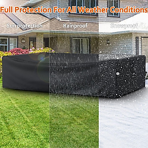 STARTWO Patio Furniture Covers, Waterproof Heavy Duty 500D Outdoor Sectional Sofa Cover, 126x64x28in, Patio Cover for Outdoor Furniture with Windproof Buckles, Patio Table and Chair Set Cover, Black