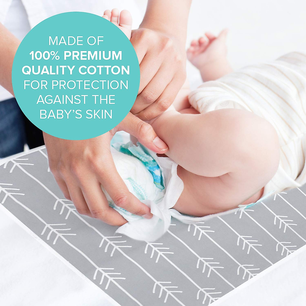 Kushies Deluxe Waterproof Changing Pad Liners - 20 x 30 inches Baby Changing Table Pad Covers - Baby Changing Pads in Grey One Direction - Diaper Changing Pad Cover Waterproof for Changing Station