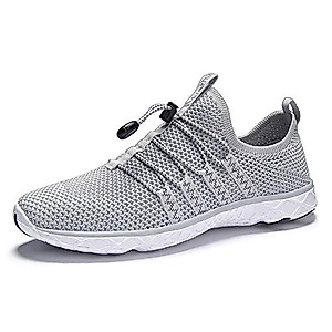 DLGJPA Men's Quick Drying Water Shoes for Beach or Water Sports Lightweight Slip On Walking Shoes LightGray 9.5