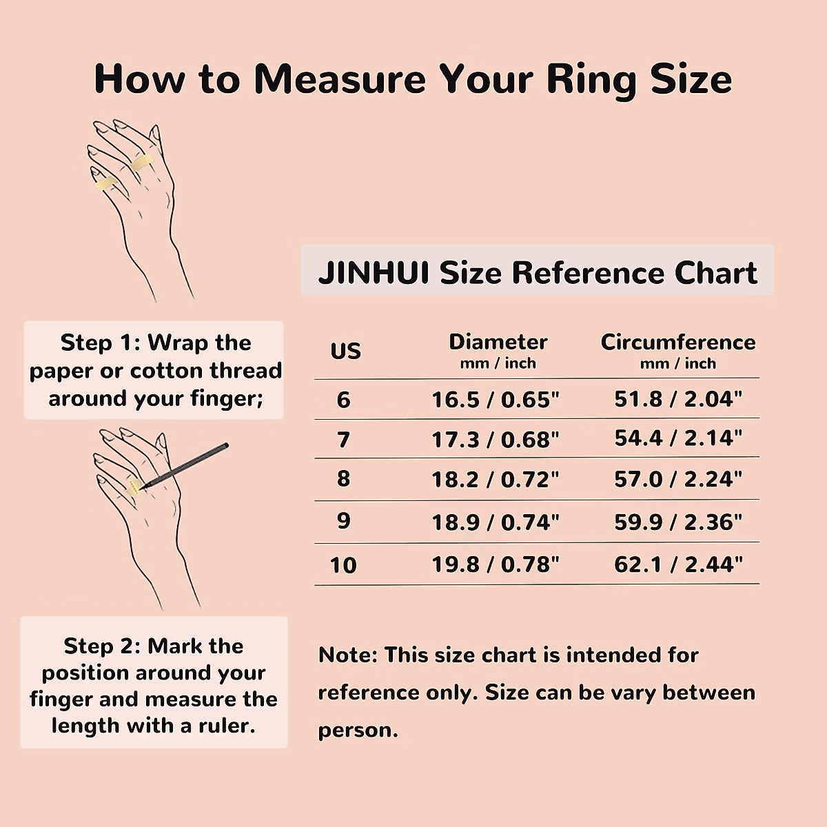 JINHUI Rings with Charms for Girlfriend, 6mm Heart Dangle Ring Graducation Gift 18k Gold Plated Ring Engraved Promise Ring Jewelry (Silver, 7)