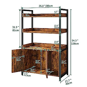 YITAHOME Large Hidden Cat Litter Box Furniture with 3 Shelves and Doors, Wood Litter Box Enclosure, Cat Washroom Storage, Brown