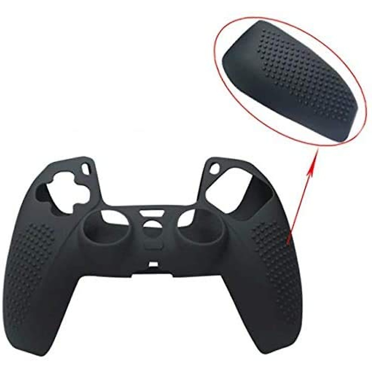Silicone Skin Anti-Slip Protective Rubber Case Cover with Thumb Grips Stick Joystick Cap for Playstation 5 PS5 Controller Gamepad Game Protector Cover (Black)