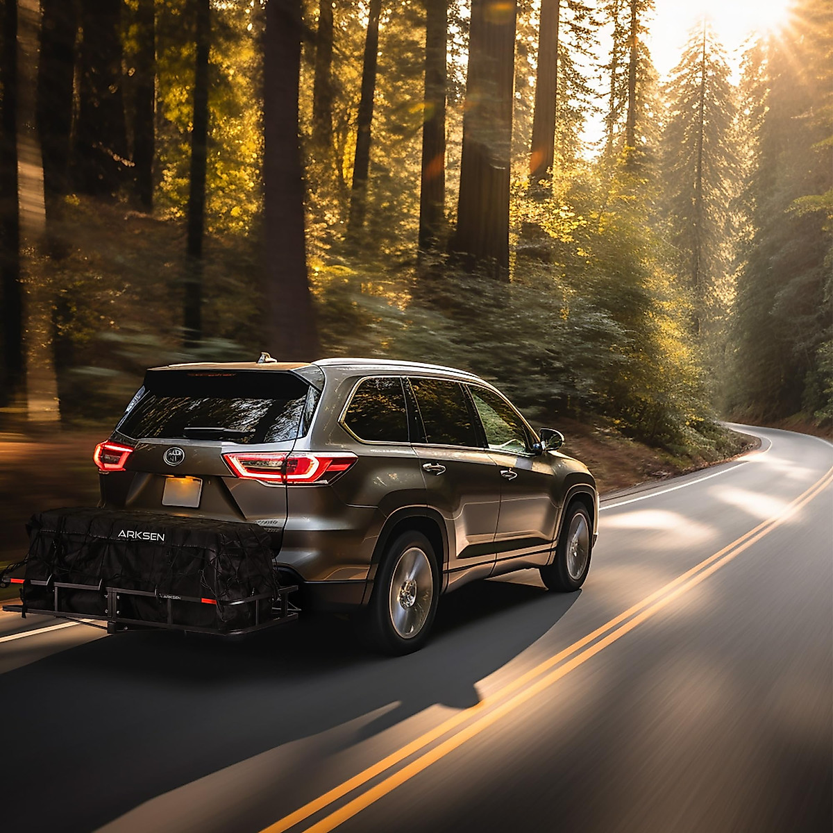 ARKSEN Heavy Duty Angled Cargo Carrier Tow Hitch with Waterproof Bag, Folding Luggage Storage Basket for Camping or Traveling, SUV, Pickup Truck or Car, 500 lbs Capacity, 60 x 24 x 6 Inch