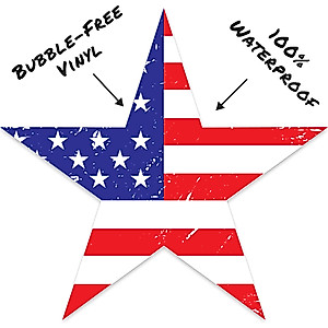 Stickios American Flag Decal 4.75x4.5 inches - Made in The USA - Distressed, Patriotic Vinyl Flag Sticker for Cars, Trucks, Windows, Vehicles - American Star