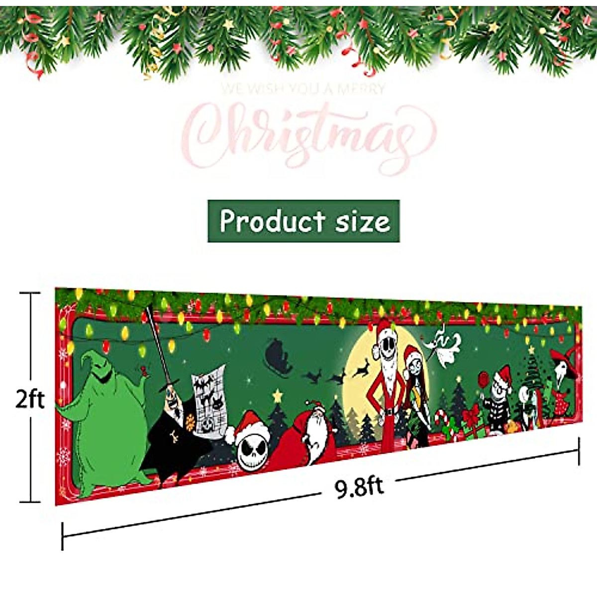 Nightmare Before Christmas Decorations Jack Skellington Yard Sign Jack and Sally Xmas Banner Decorations for Winter Holiday Indoor Outside Front Door Party Supplies