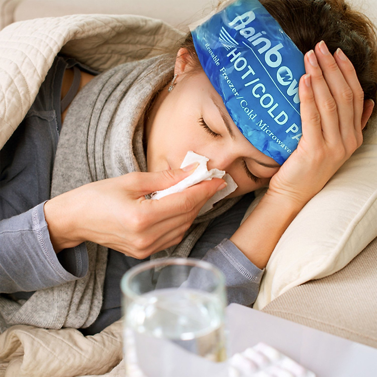 Soft Ice Packs Reusable Gel Pack 2, Hot and Cold Gel Ice Packs for Injuries, Headaches, Joint Pain Relief, Comfort Ice Gel Pack Flexible Therapy on Neck, Ankle, Knee, Leg, Shoulder, Elbow, Wrist, Feet