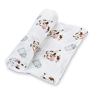 LollyBanks Swaddle Blanket | 100% Muslin Cotton | Gender Neutral Newborn and Baby Nursery Essentials for Girls and Boys, Registry | Cow Print