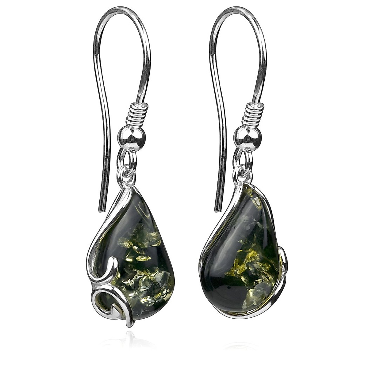 Ian and Valeri Co. Green Amber Sterling Classic Drop Earrings