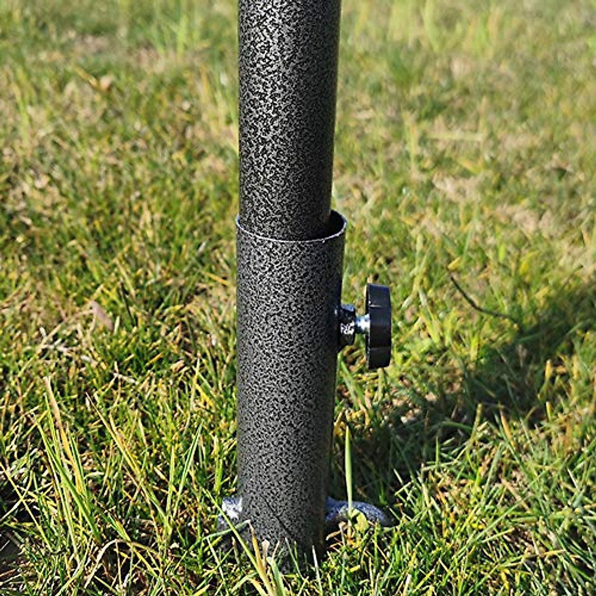 Denpetec Adjustable Portable Umbrella Base, 35cm Length Heavy Duty Ground Insert Steel Coating Umbrella Stand Base for 28-32mm Pole Umbrella Outdoor Park Patio Beach Ground