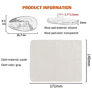 PTSLKHN Push-in Eyeglass Nose Pad, 5 Pairs of 16.5x8.5mm Glasses Nose Pad, Anti-Slip Glasses Nose Pads Replacement Kit with Glasses Cleaning Cloth