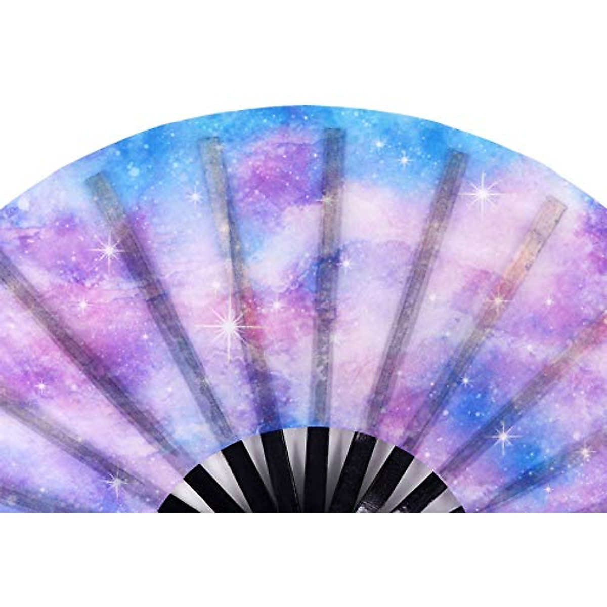 Amajiji Large Folding Fan, Chinease/Japanese Bamboo and Nylon-Cloth Folding Hand Fan, Hand Folding Fans for Women/Men, Hand Fan Festival Gift Fan Craft Fan Folding Fan Dance Fan (Galaxy)