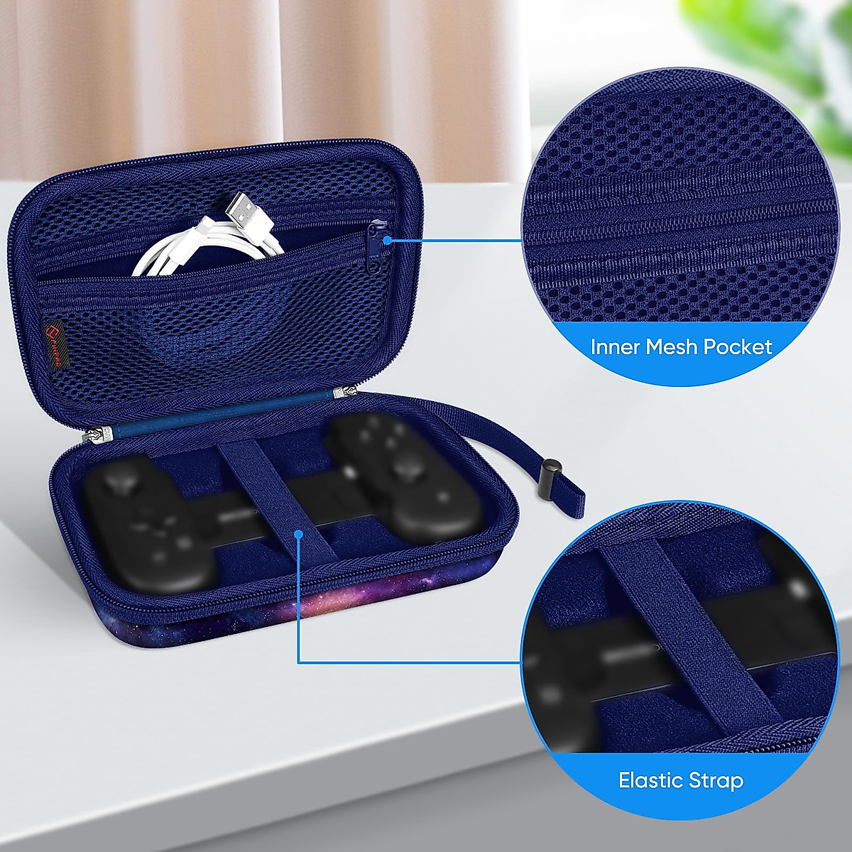 Fintie Carrying Case for Backbone One Mobile Gaming Controller - [Shockproof] Hard Shell Protective Cover Travel Bag with Inner Pocket (Galaxy)